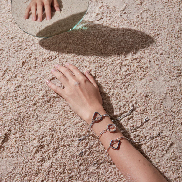 Stacked Bracelets + Locks Look